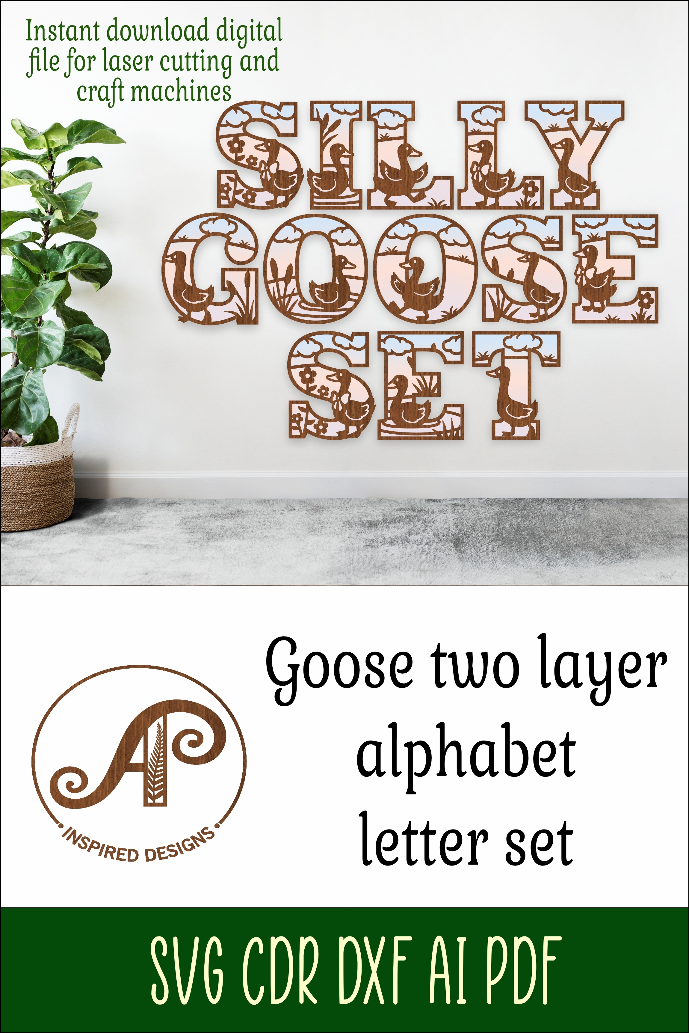 Goose themed alphabet letter set. 2 layer 52 letters.