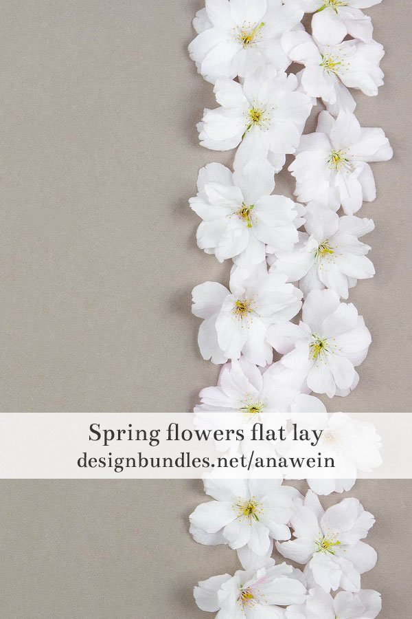 Spring flowers flat lay mockup floral background.