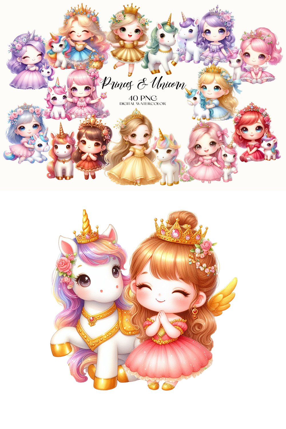 Princess and Unicorn Clipart (3429201)