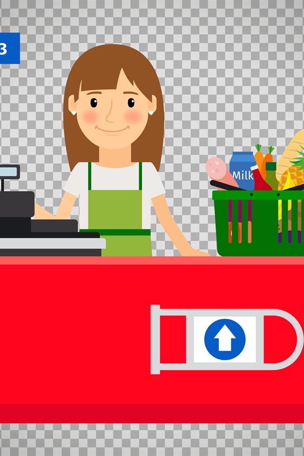 Cashier lady on transparent background