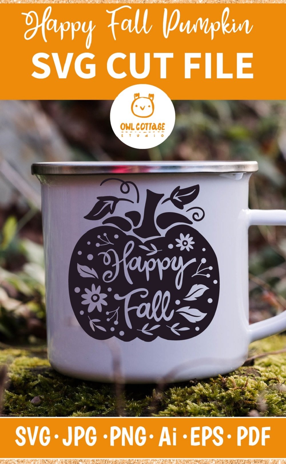 Happy Fall Pumpkin svg, Patterned Pumpkin cut file, pumpkin