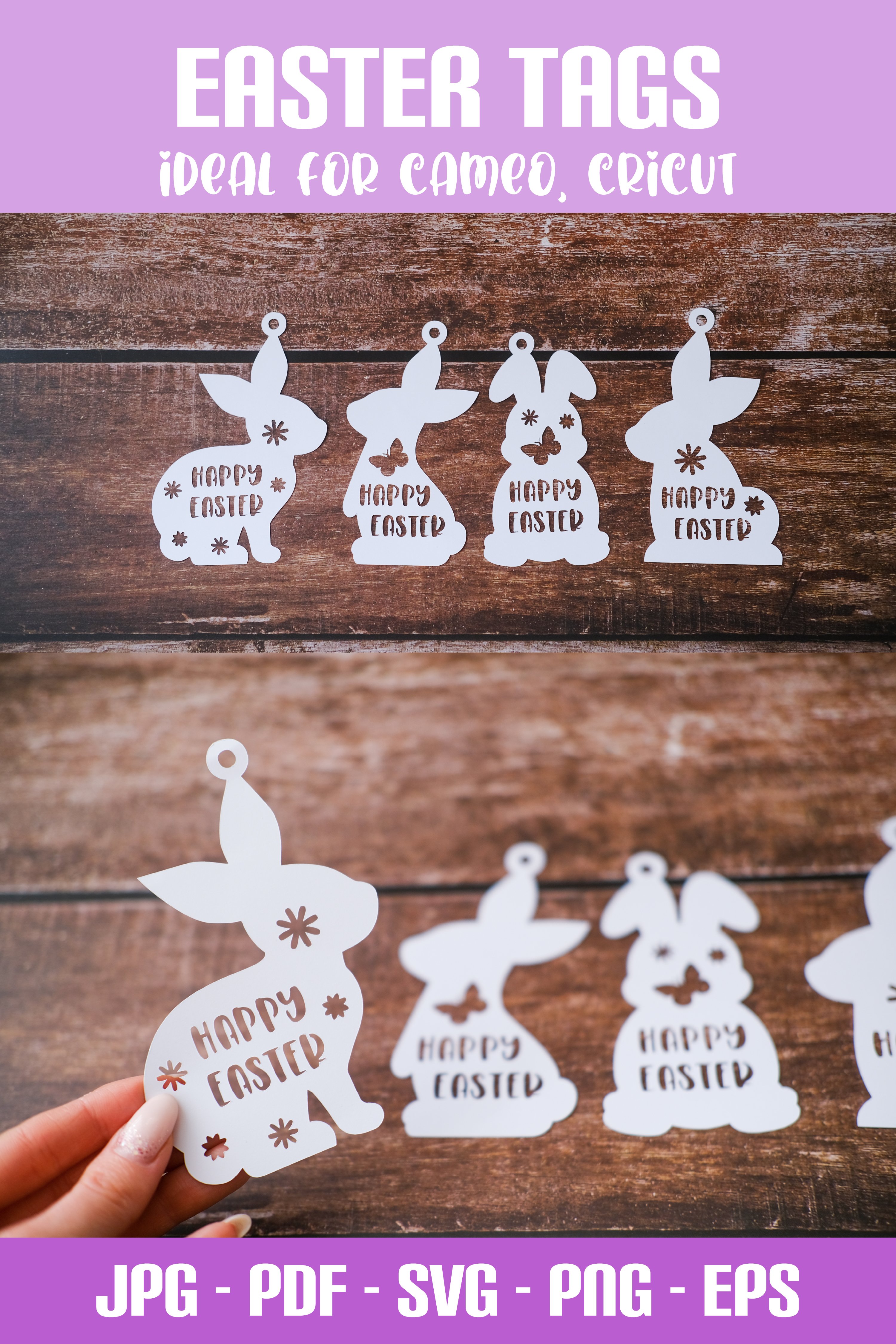 4 Easter Gift Tags SVGs bundle I Easter tag SVG