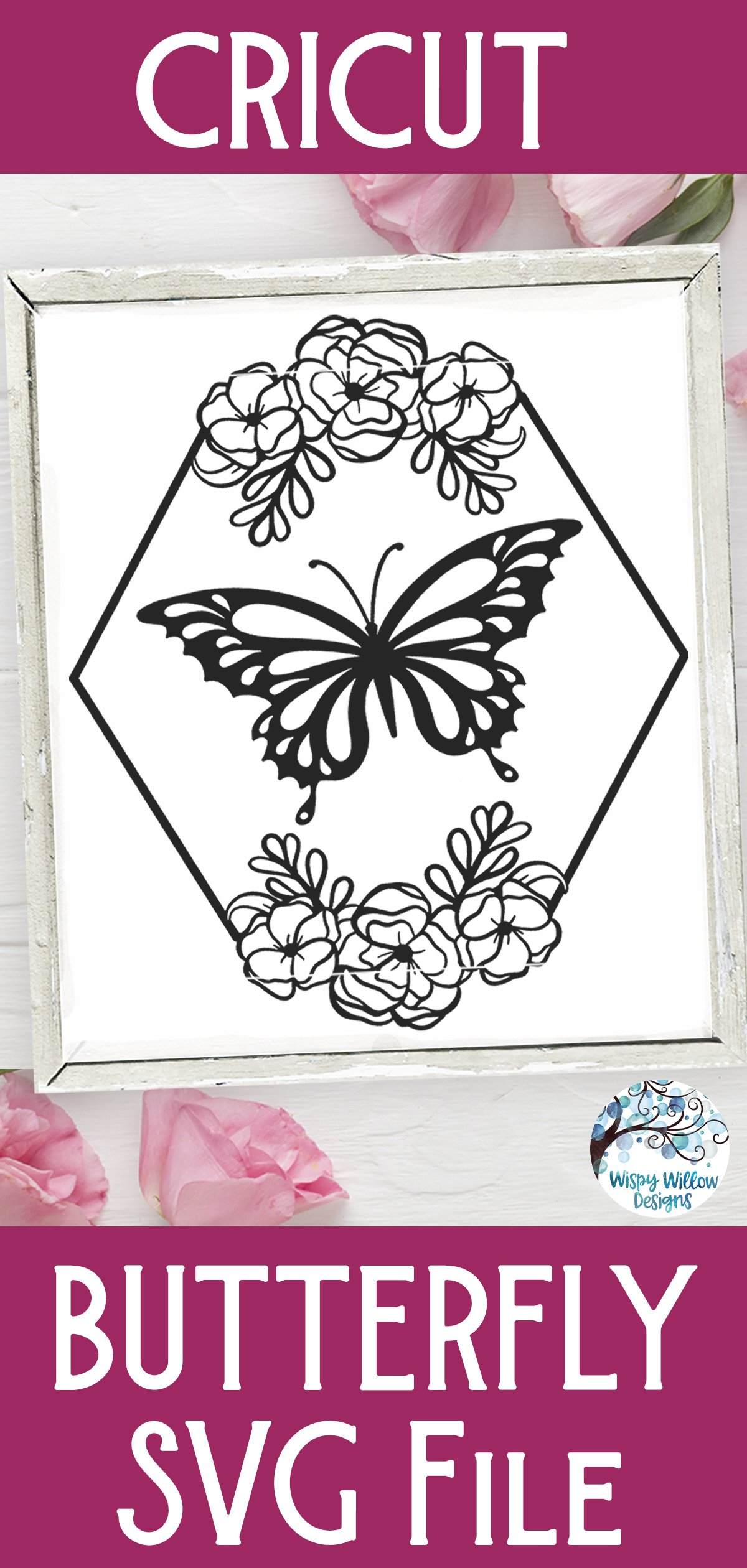 Butterfly with Flower Frame SVG