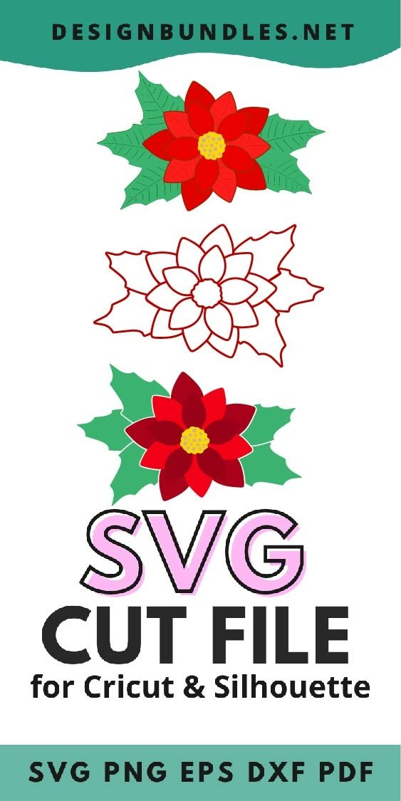 CHRISTMAS POINSETTIA FLOWER Set of 3 SVG CUT FILE FLORAL