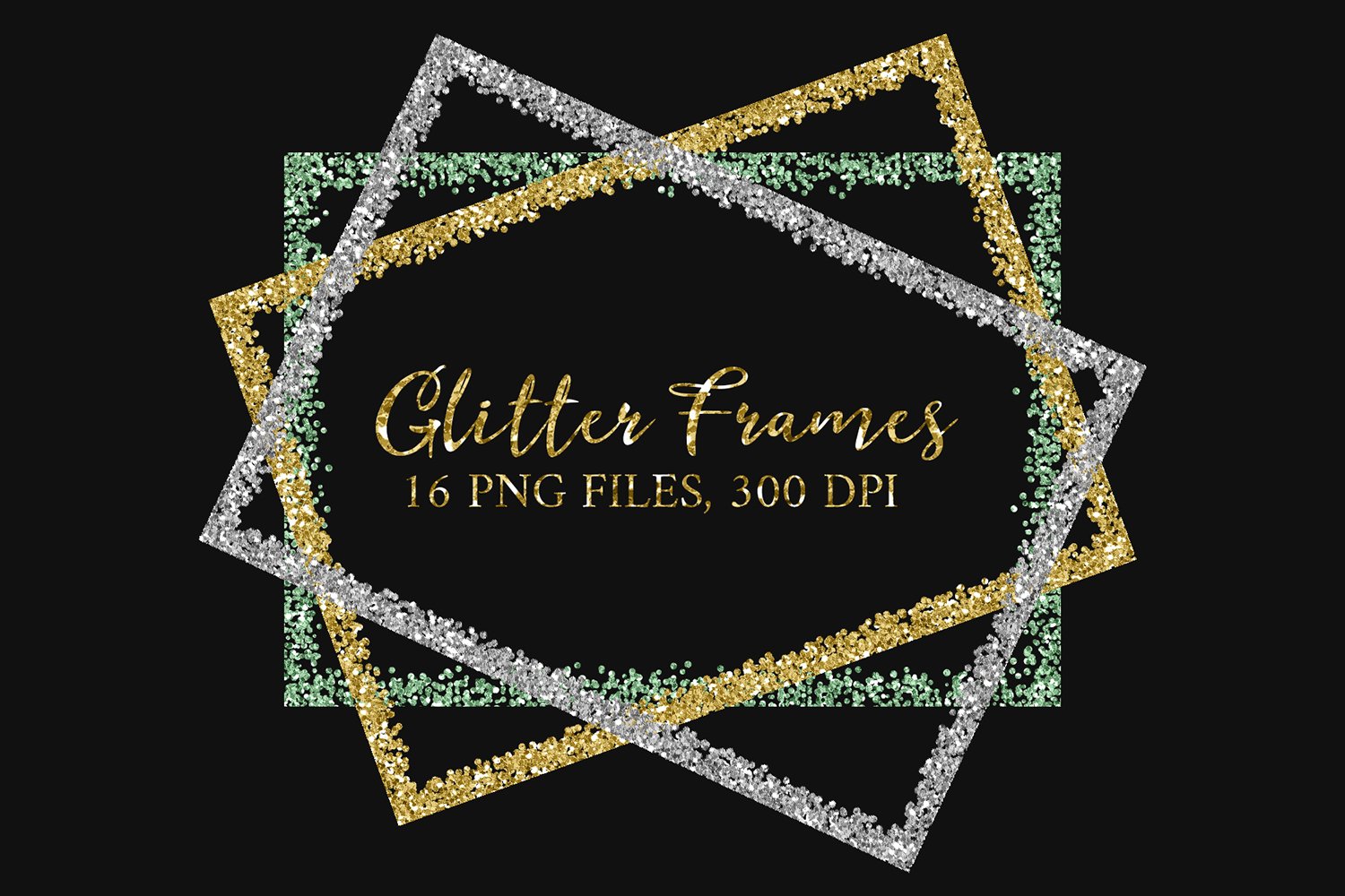 Glitter Frames Borders Clipart Overlays PNG, Digital Glitter