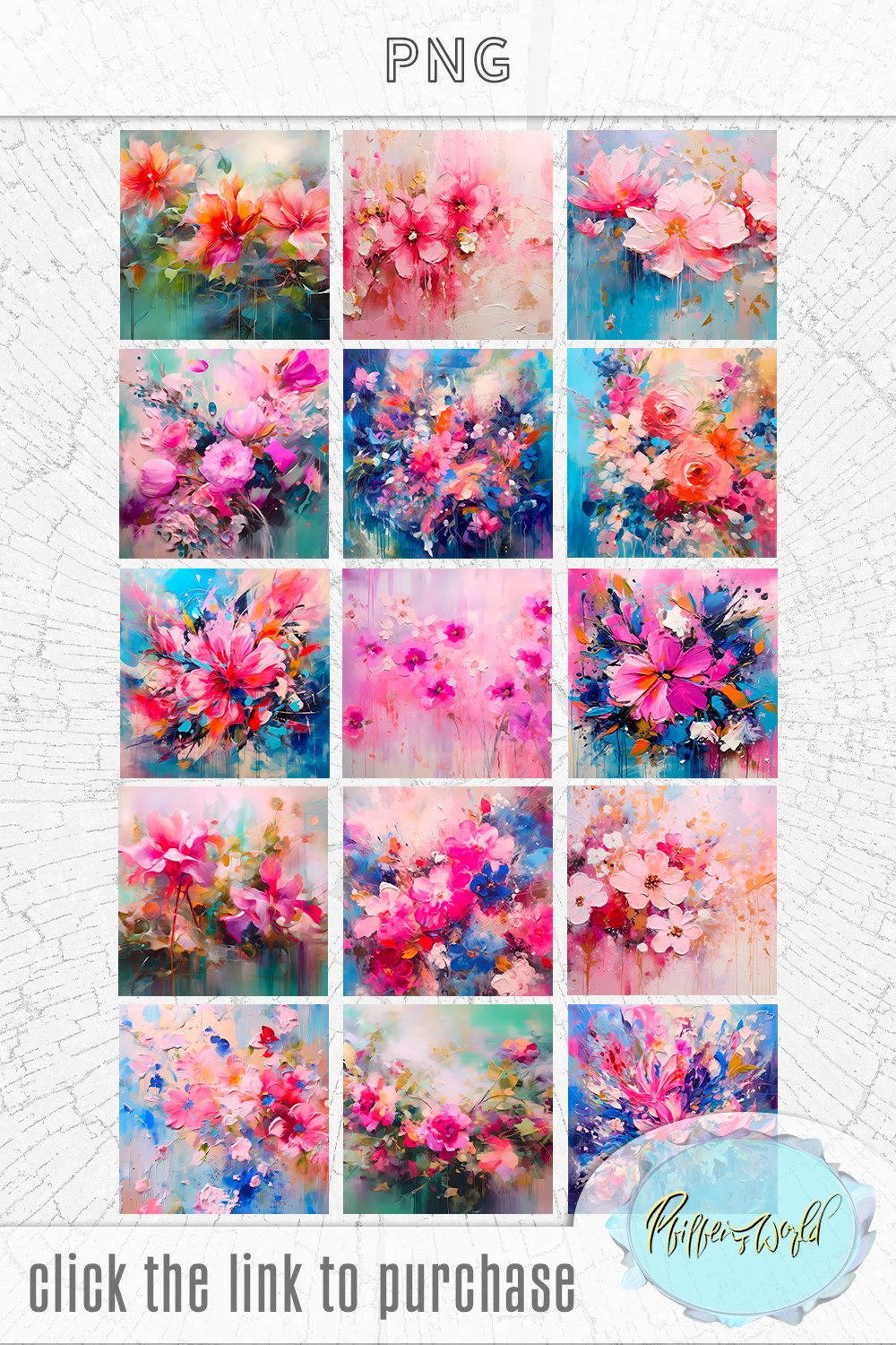 Oil Flowers Digital Paper