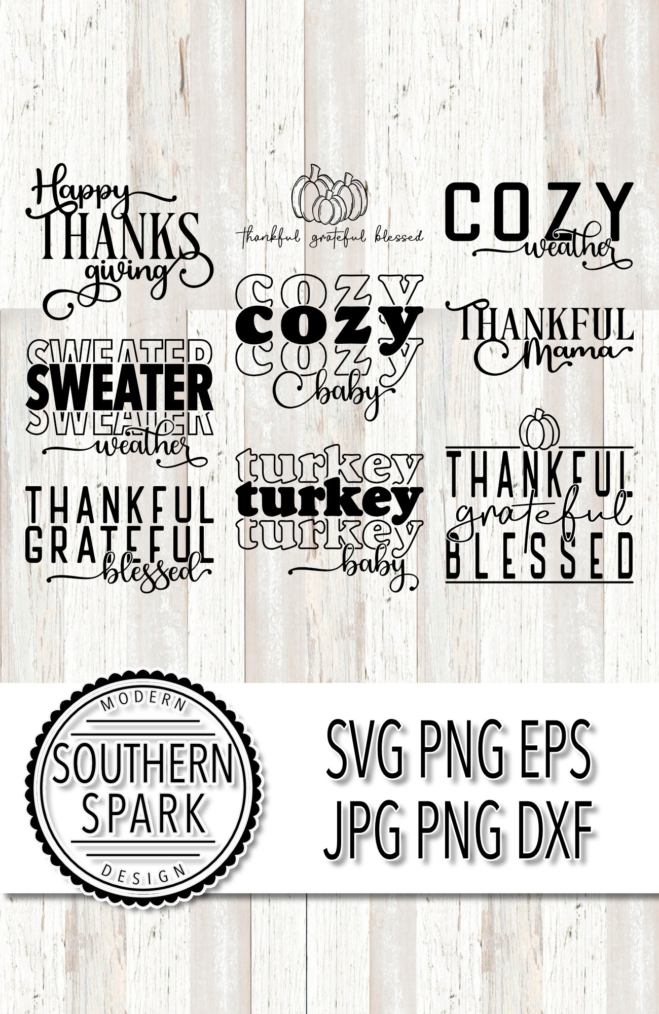 Fall Thanksgiving Bundle Pumpkin SVG PNG EPS PDF JPG DXF