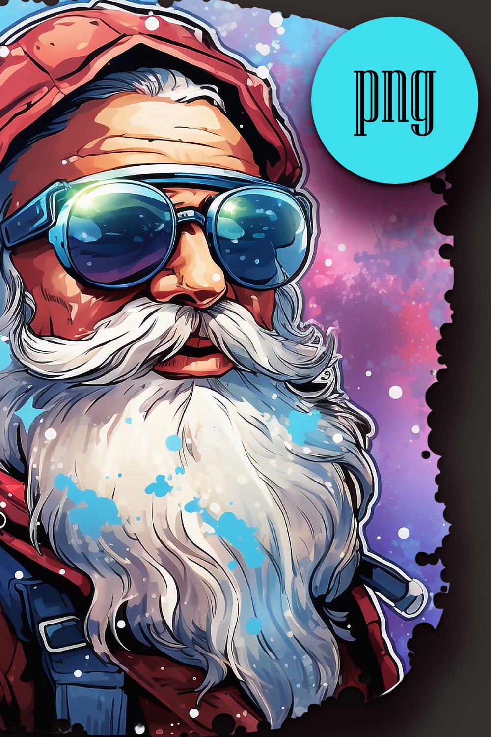 Cool Santa Christmas design, transparent PNG/JPEG 300dpi