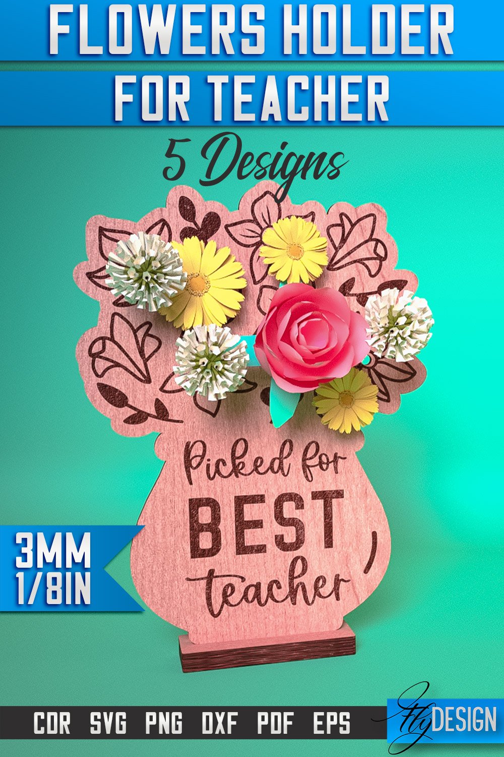 Flowers Holder Teacher Laser Cut SVG | Cut and (2541110)