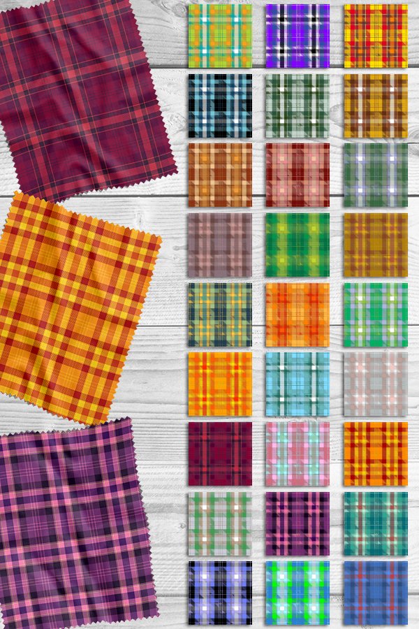 Tartan Seamless Patterns Digital Papers Bundle. EPS10, JPG.