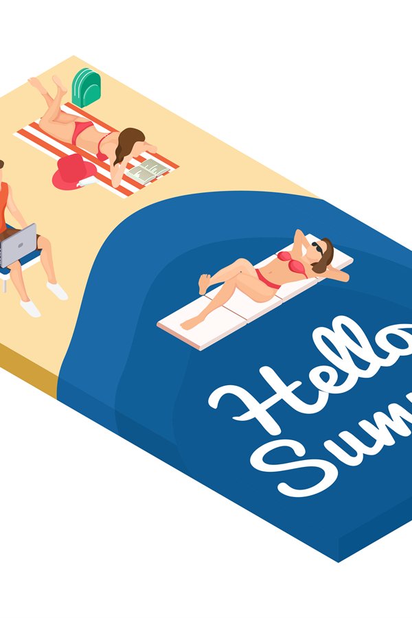 Isometric summer holidays on the beach vector concept. Freel
