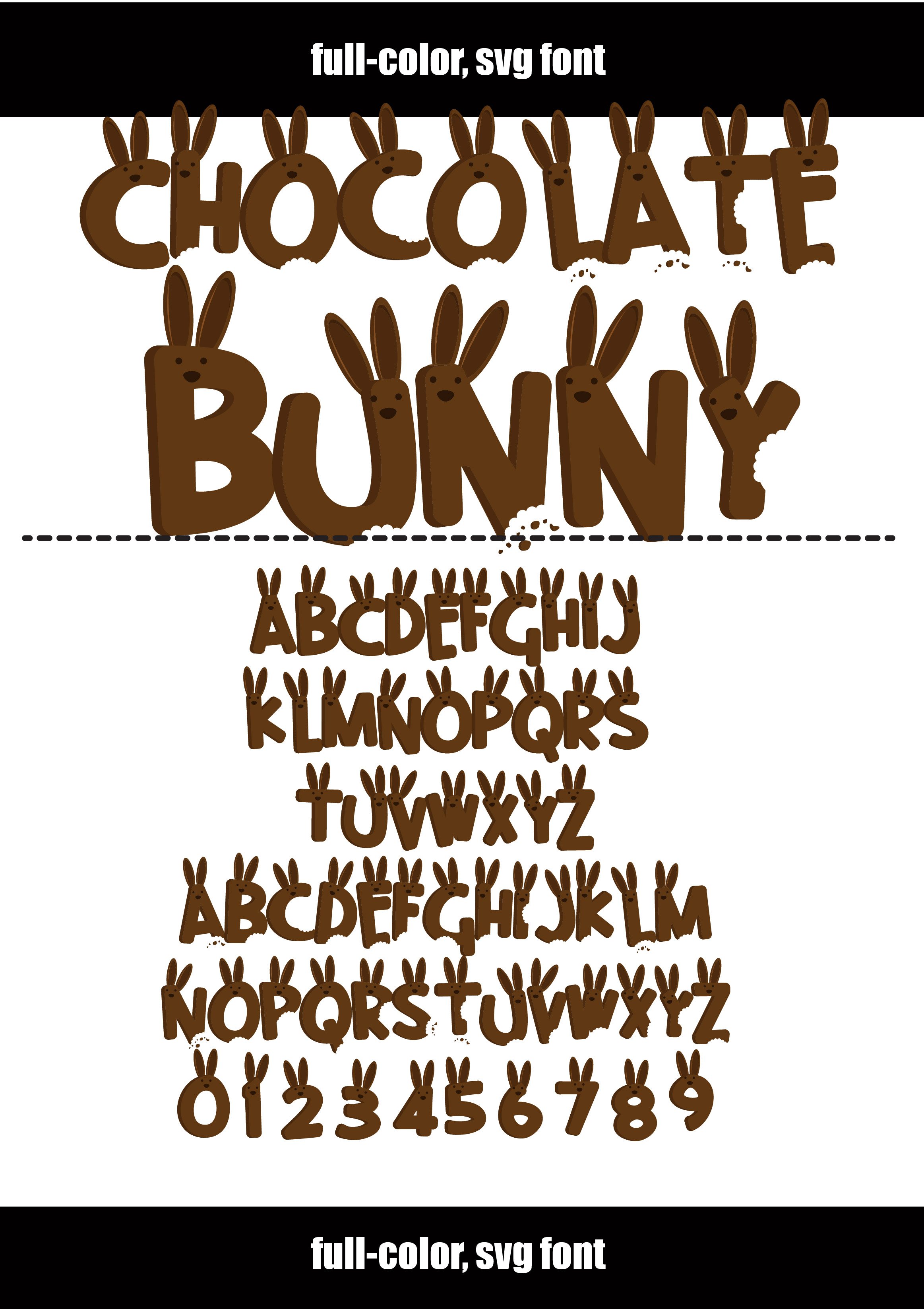 Full Color SVG Chocolate Bunny Easter Font