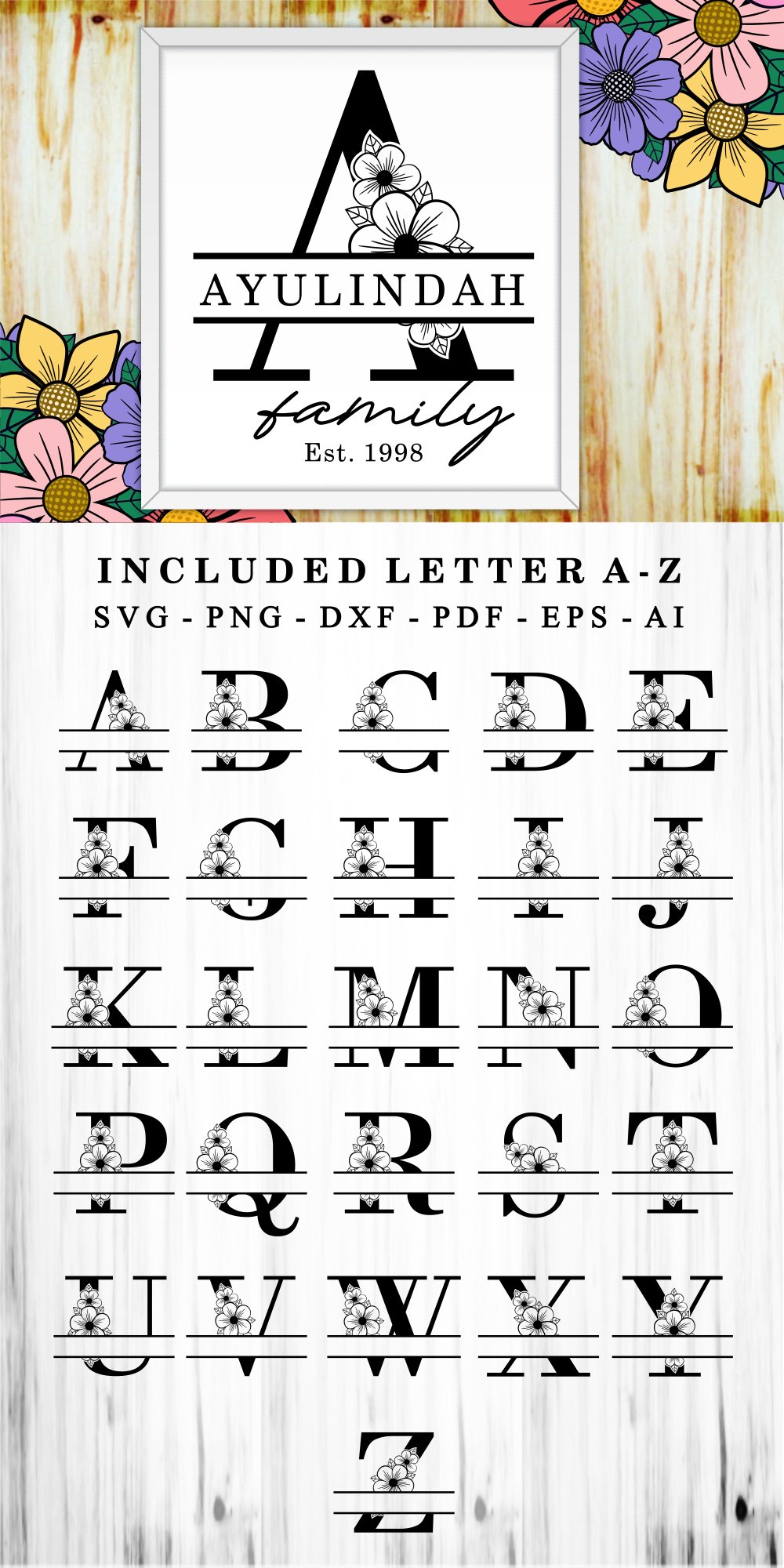 Split Monogram Fonts SVG Files Design, Monograms Letters SVG