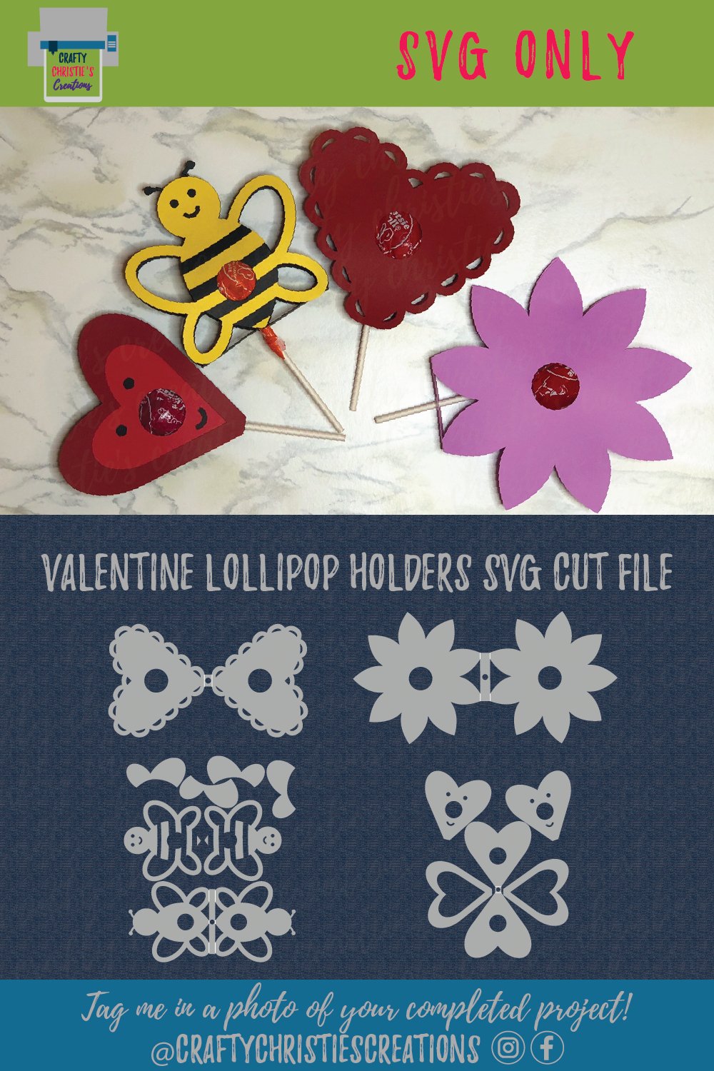 Valentine Lollipop Holder SVG Bundle for Cutting Machines