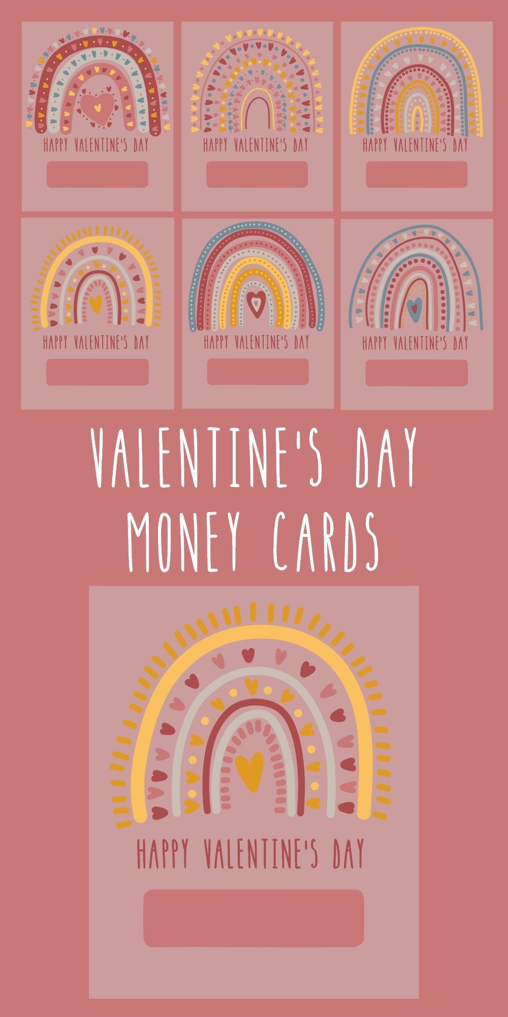 Valentines day Printable Money Cards - 6 pngs