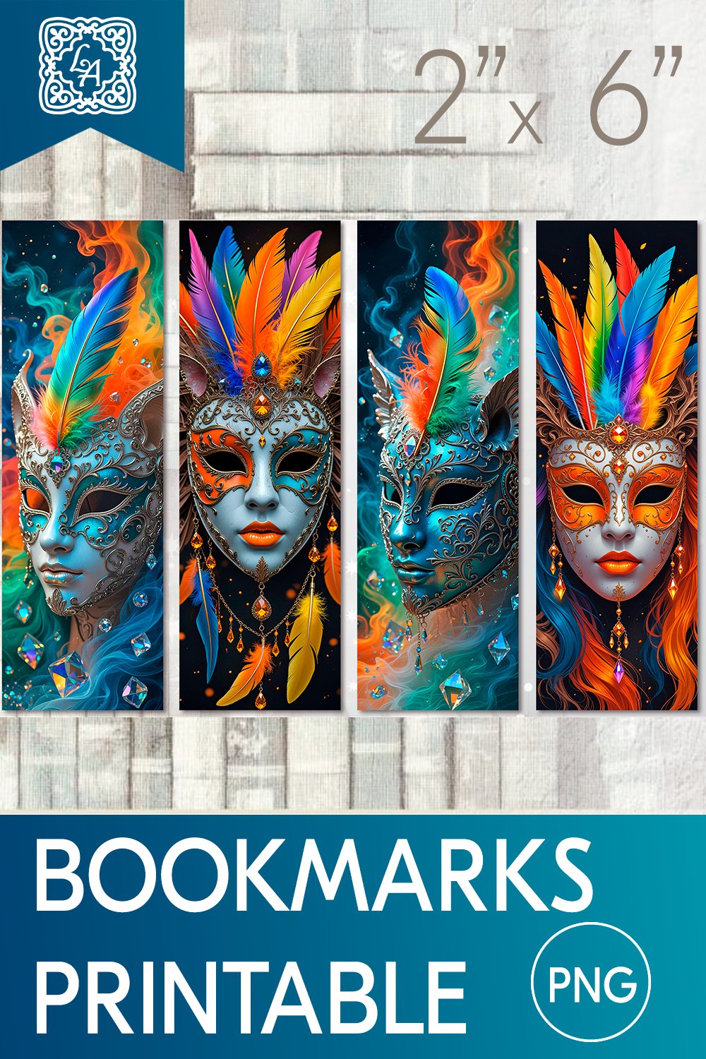 Mardi Gras / Mask Printable Bookmark 4 PNG