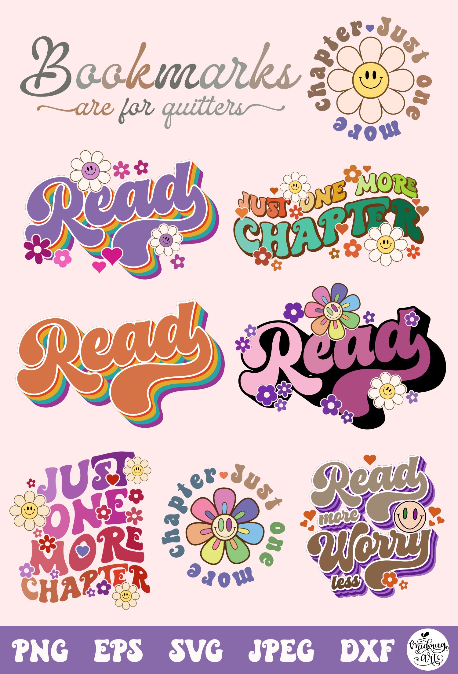 Retro Reading SVG PNG bundle, book lover svg, book svg