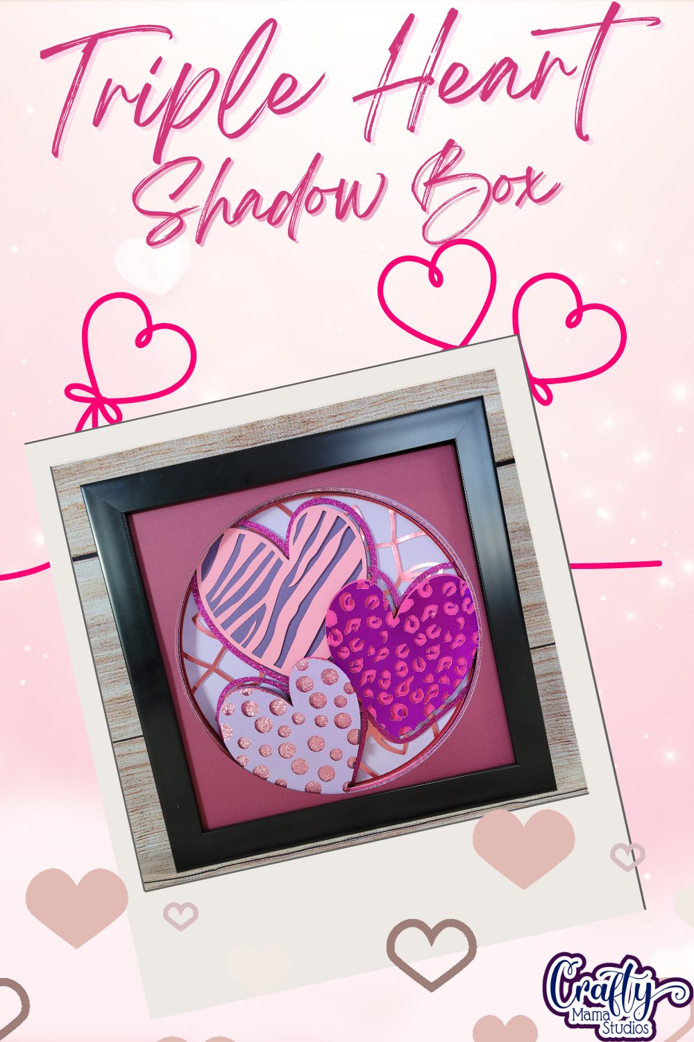 Valentine Svg Shadow Box, Triple Heart 3D Gift Design File