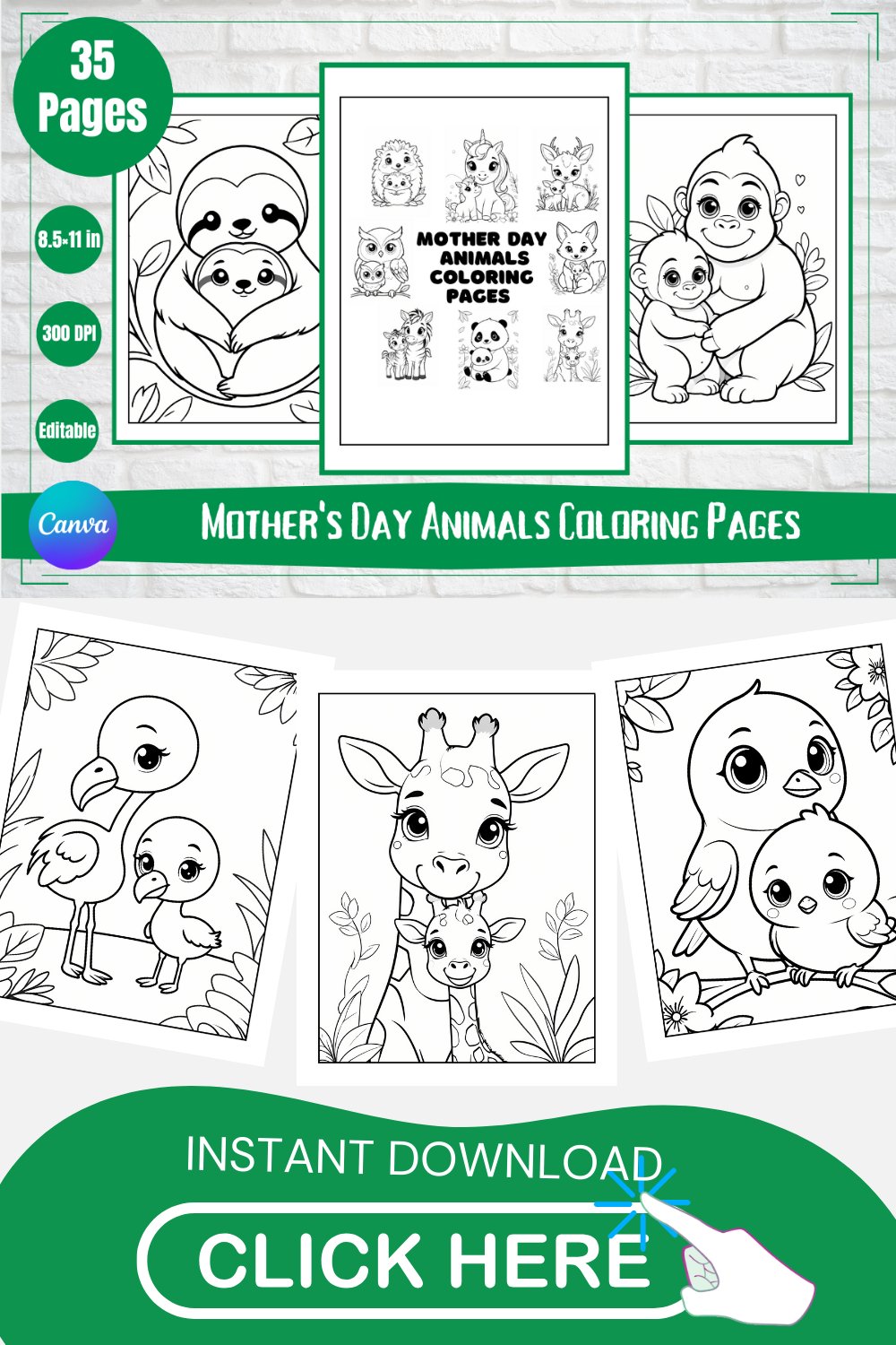 35 Mother's Day Animals Coloring Pages