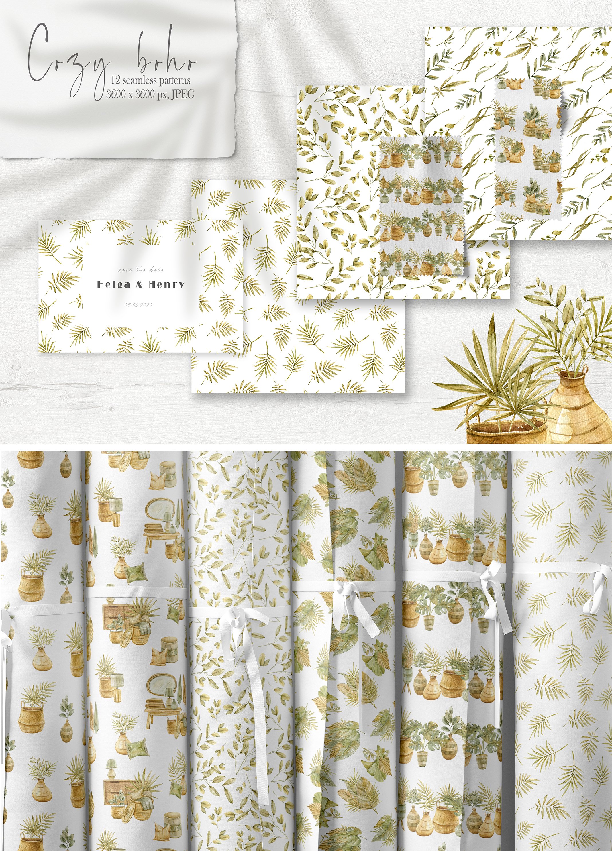 Watercolor floral digital paper / seamless (618186)