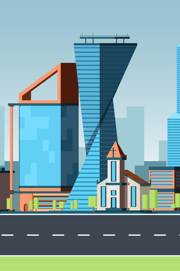 Seamless city. Urban landscape with buildings and office cit