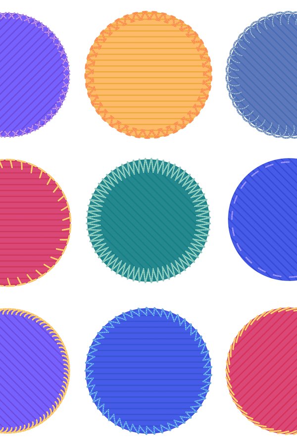 Circle badges patch canvas, badge colored frame