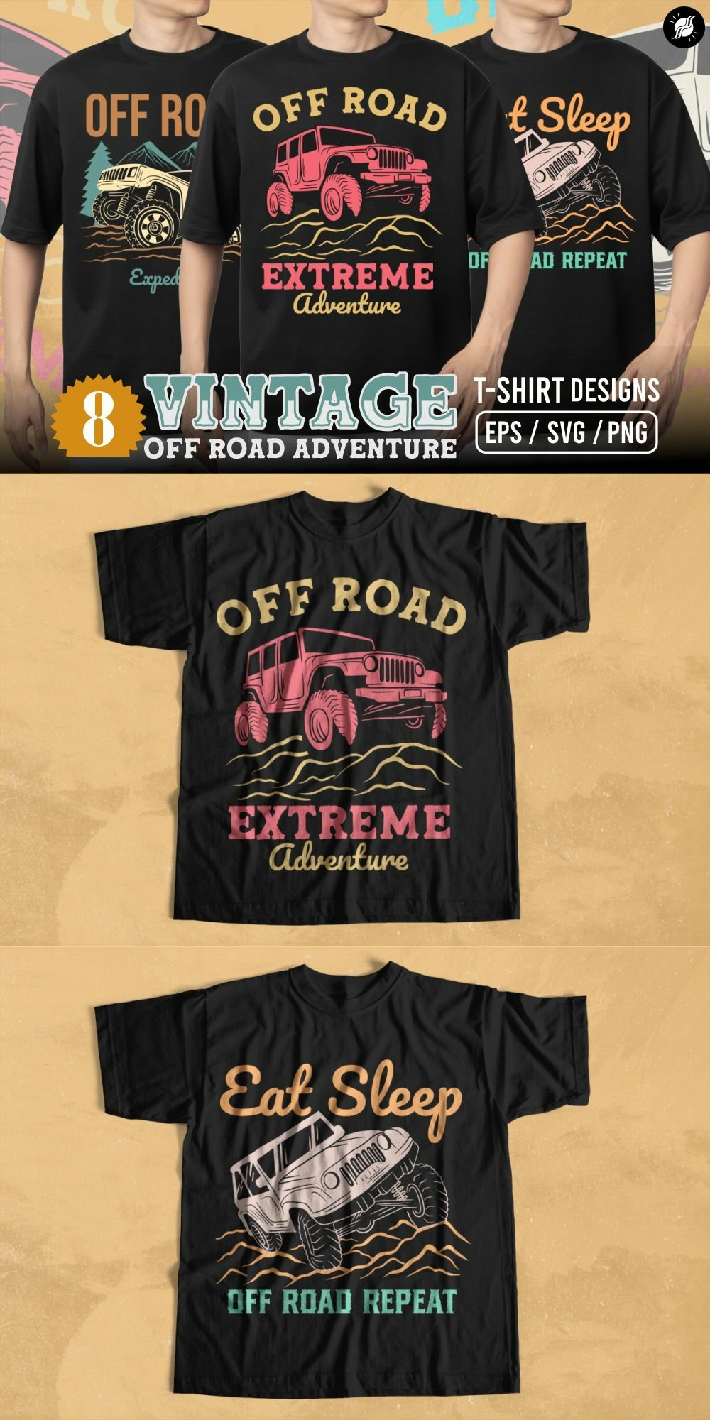 Vintage Off Road Adventure T-shirt Designs Vector Bundle