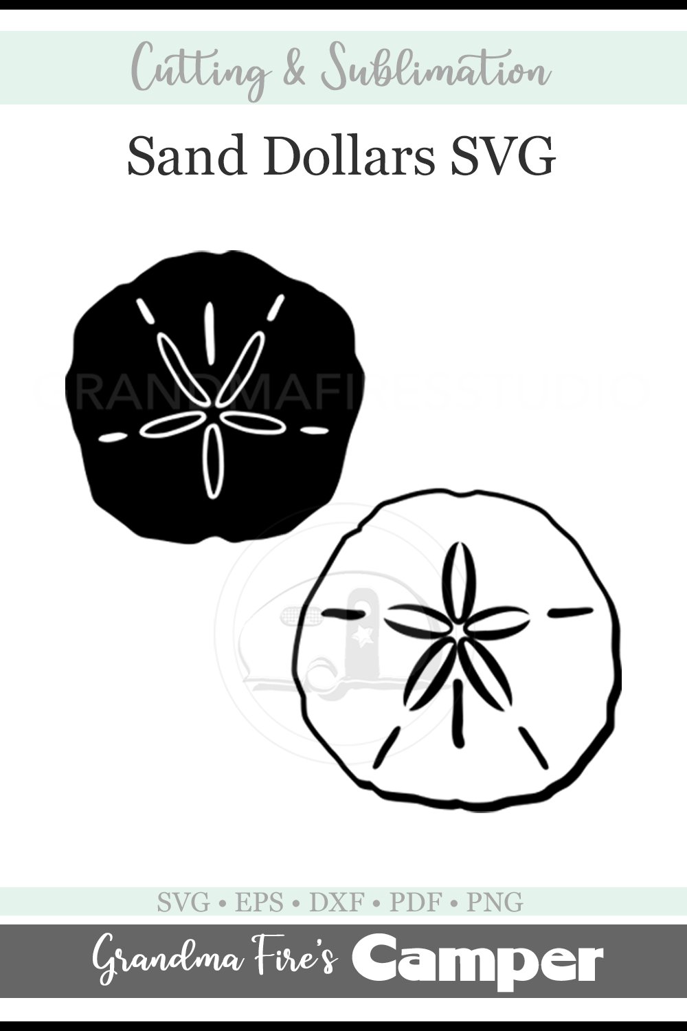 2 Sand Dollars, Beach Design cutting and sublimation file