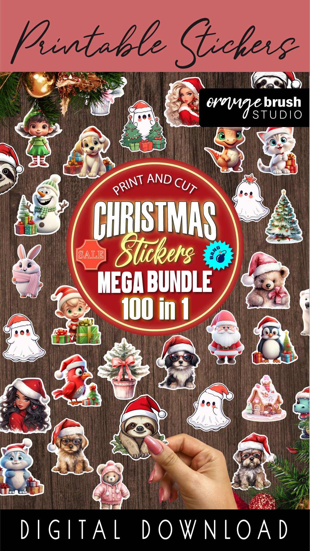 Christmas Stickers Mega Bundle, Printable (2902091)