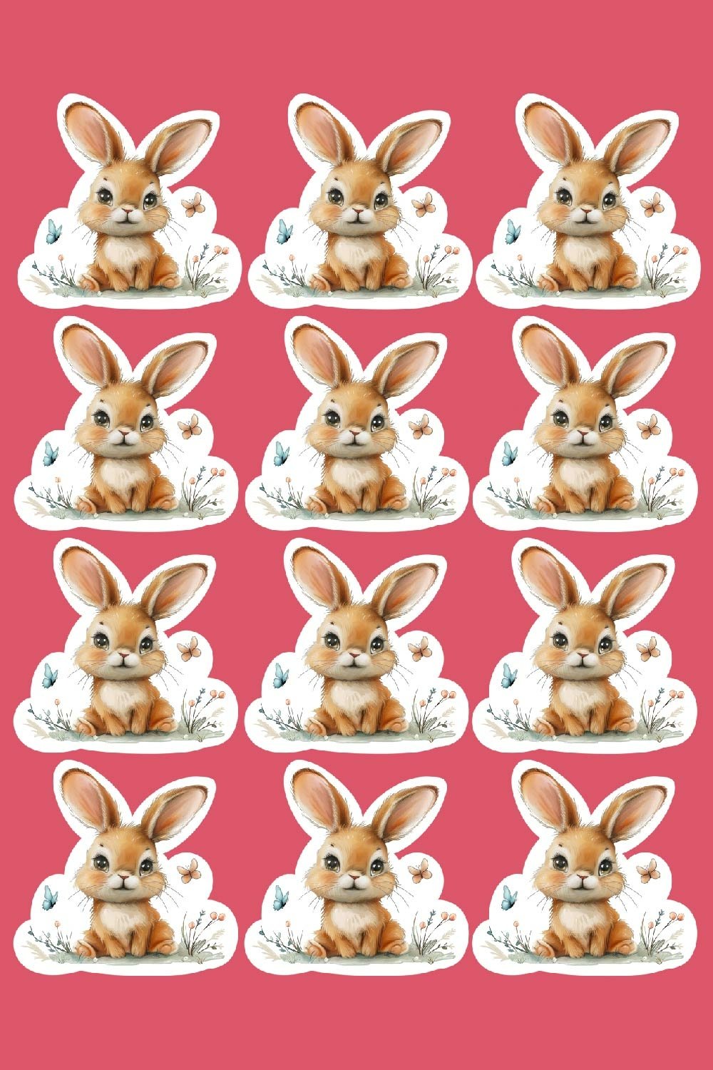 Spring bunny with butterflies sticker|Rabbit sticker sheet