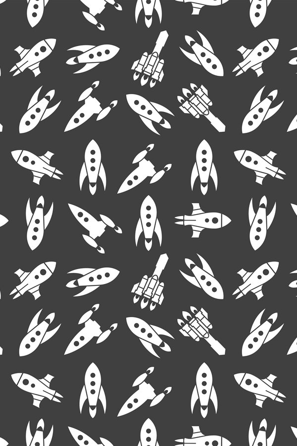 Spaceships and rockets seamless pattern