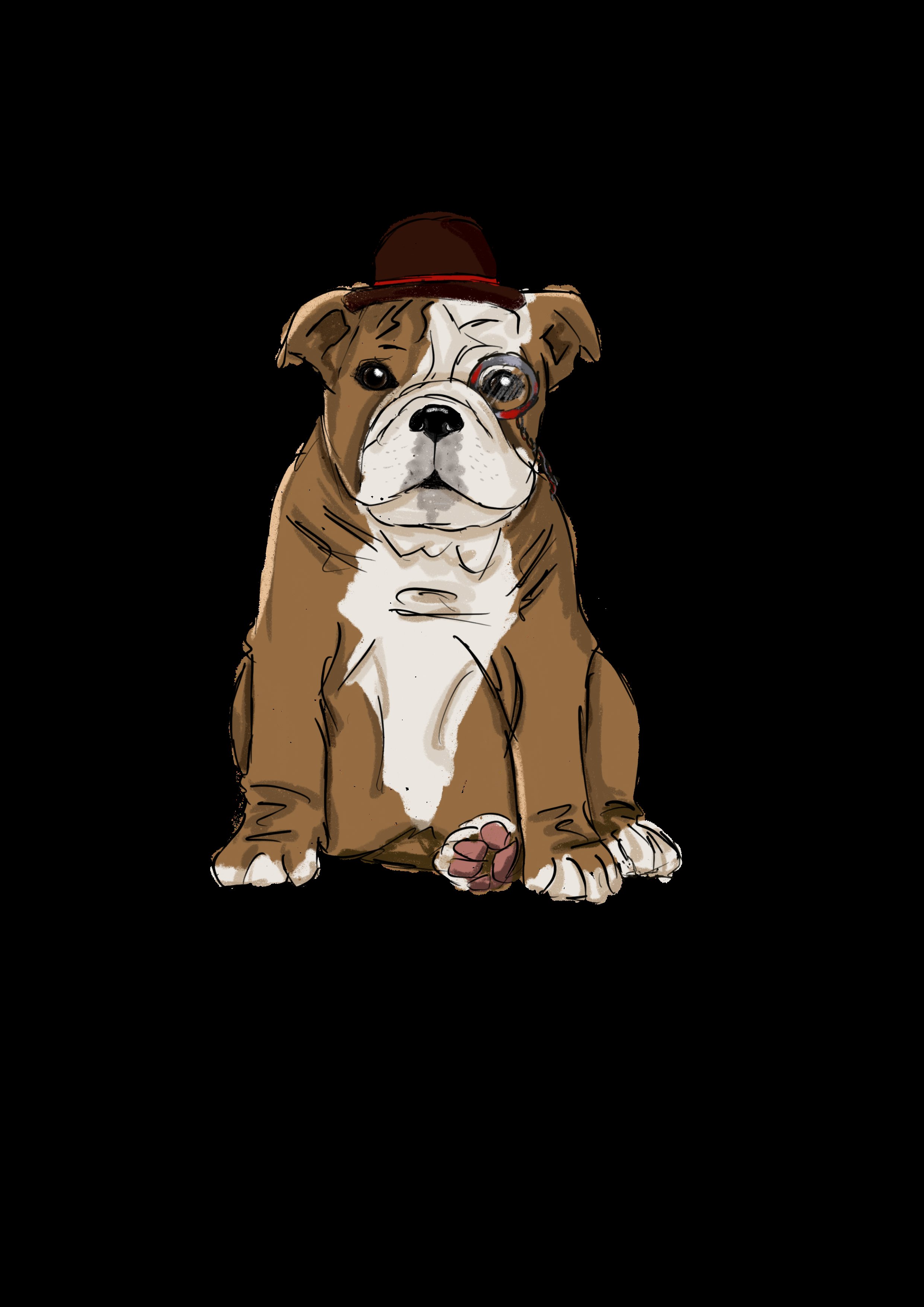 Dapper Dog - Bulldog in Bowler with monocle