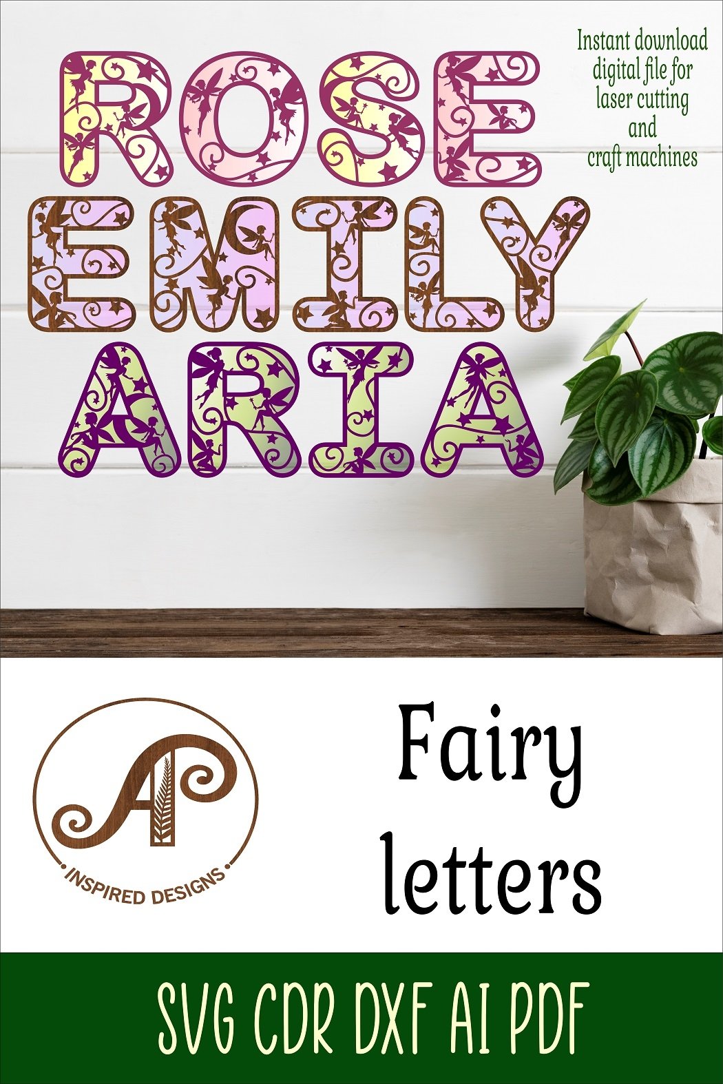 Fairy theme alphabet set. 2 layer 44 letters.