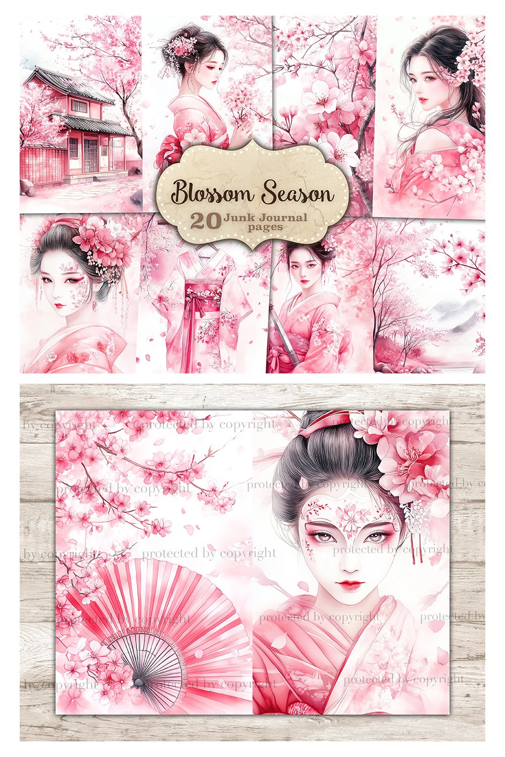 Cherry Blossom Junk Journal Pages | Pink Sakura