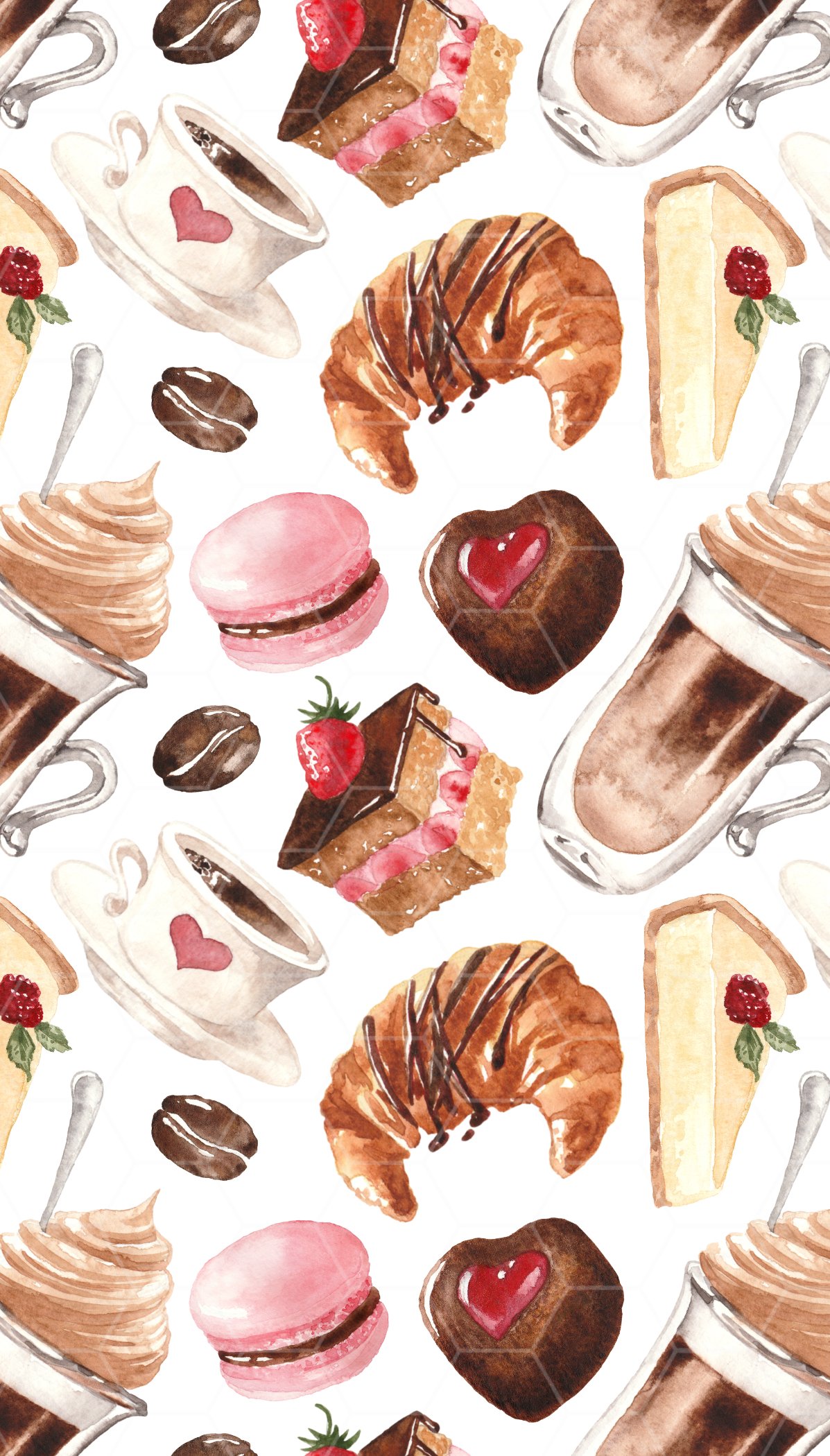 Watercolor coffee digital paper, cafe background