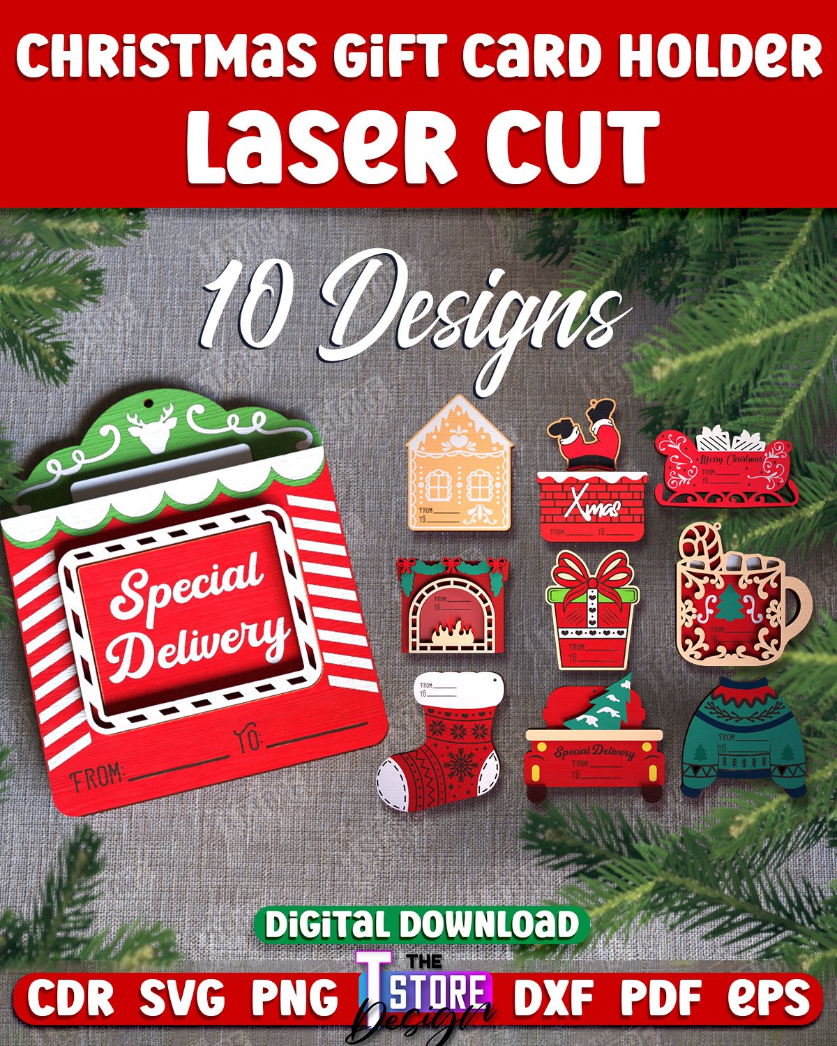 Christmas Gift Card Holder Laser Cut Bundle | (4750825)
