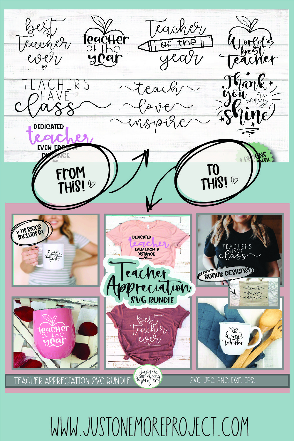 Teacher Appreciation SVG Bundle, Teacher Shirt Bundle, Teach