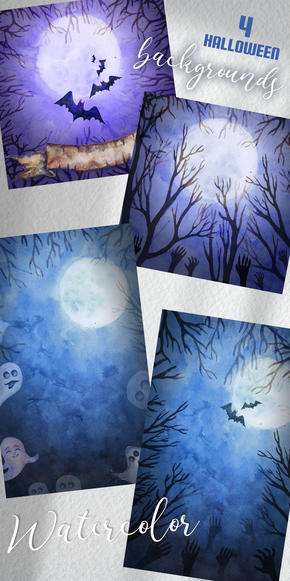 Halloween watercolor backgrounds