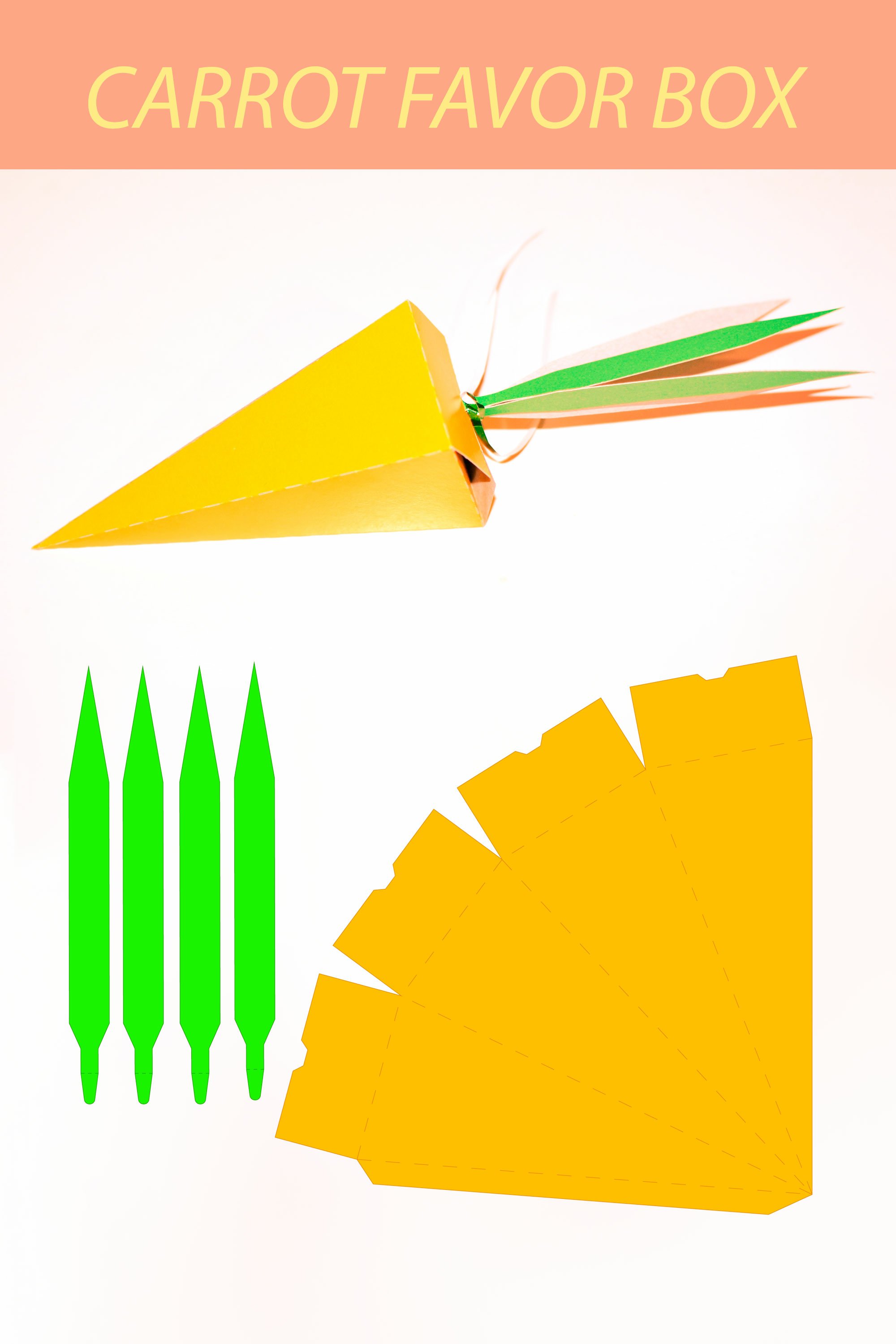 DIY Paper Carrot Favor Box 3D Papercraft Cricut SVG