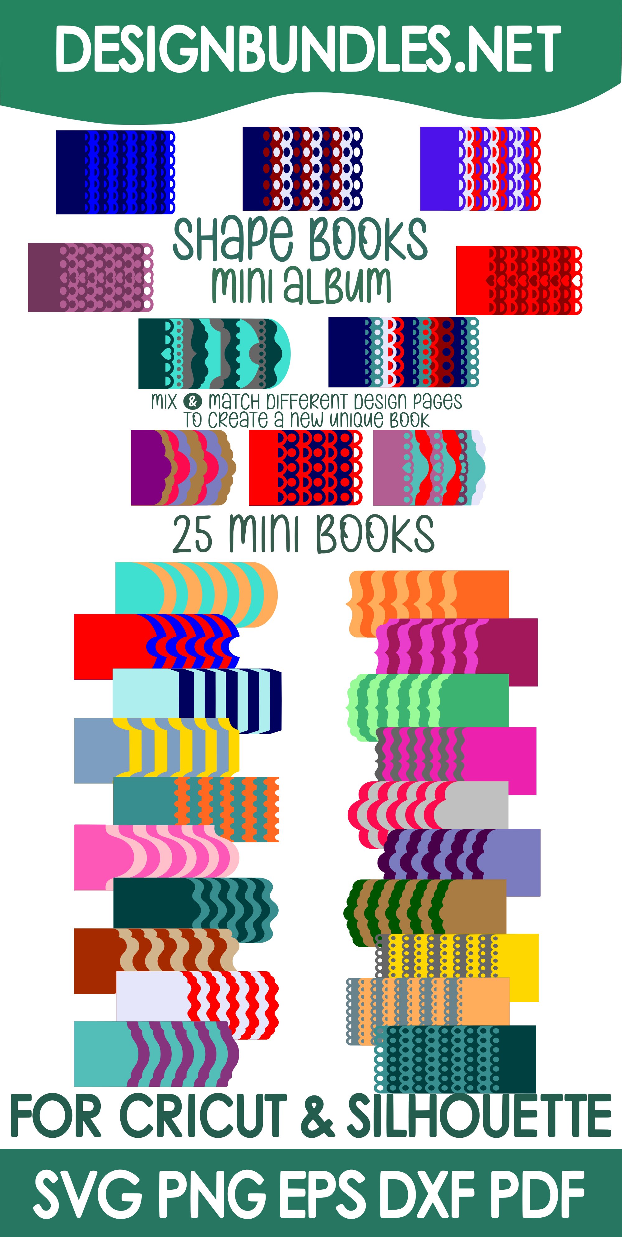 SHAPE MINI SCRAPBOOK ALBUM BUNDLE 25 CUT FILES SVG PAPER CUT
