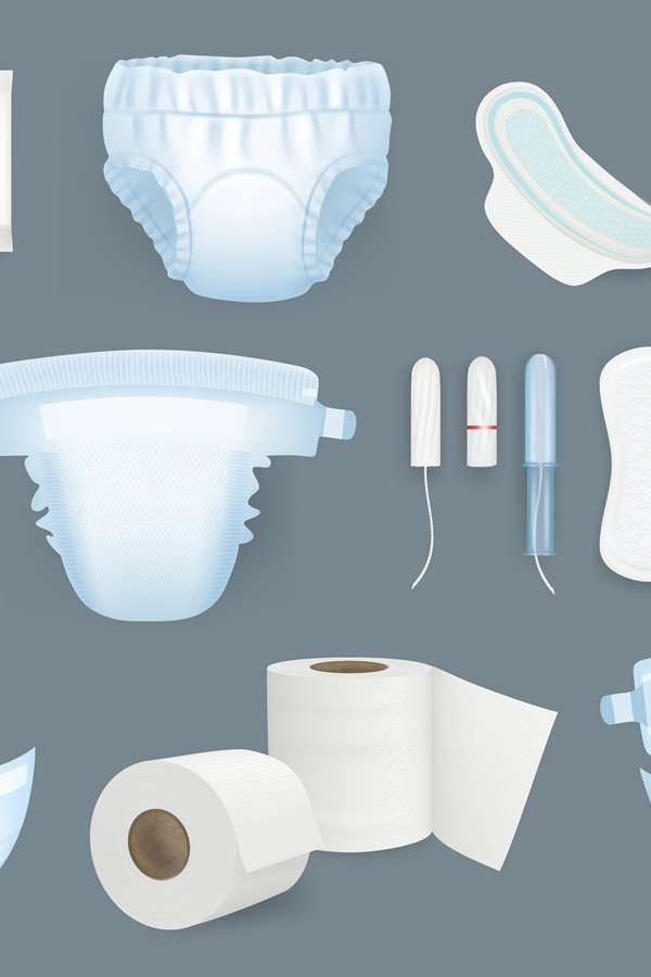 Hygiene products. Soft and fresh sanitary items for daily co