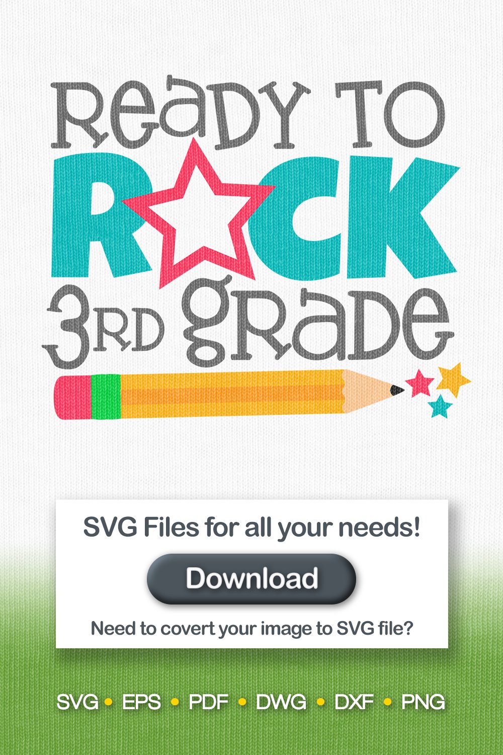 THIRD GRADE | Rock and roll back to school SvG cute clipart