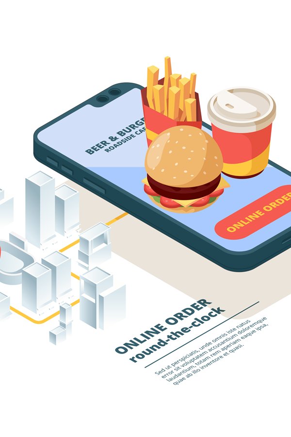 Pizza order online. Smartphone screen fast food pictures mob