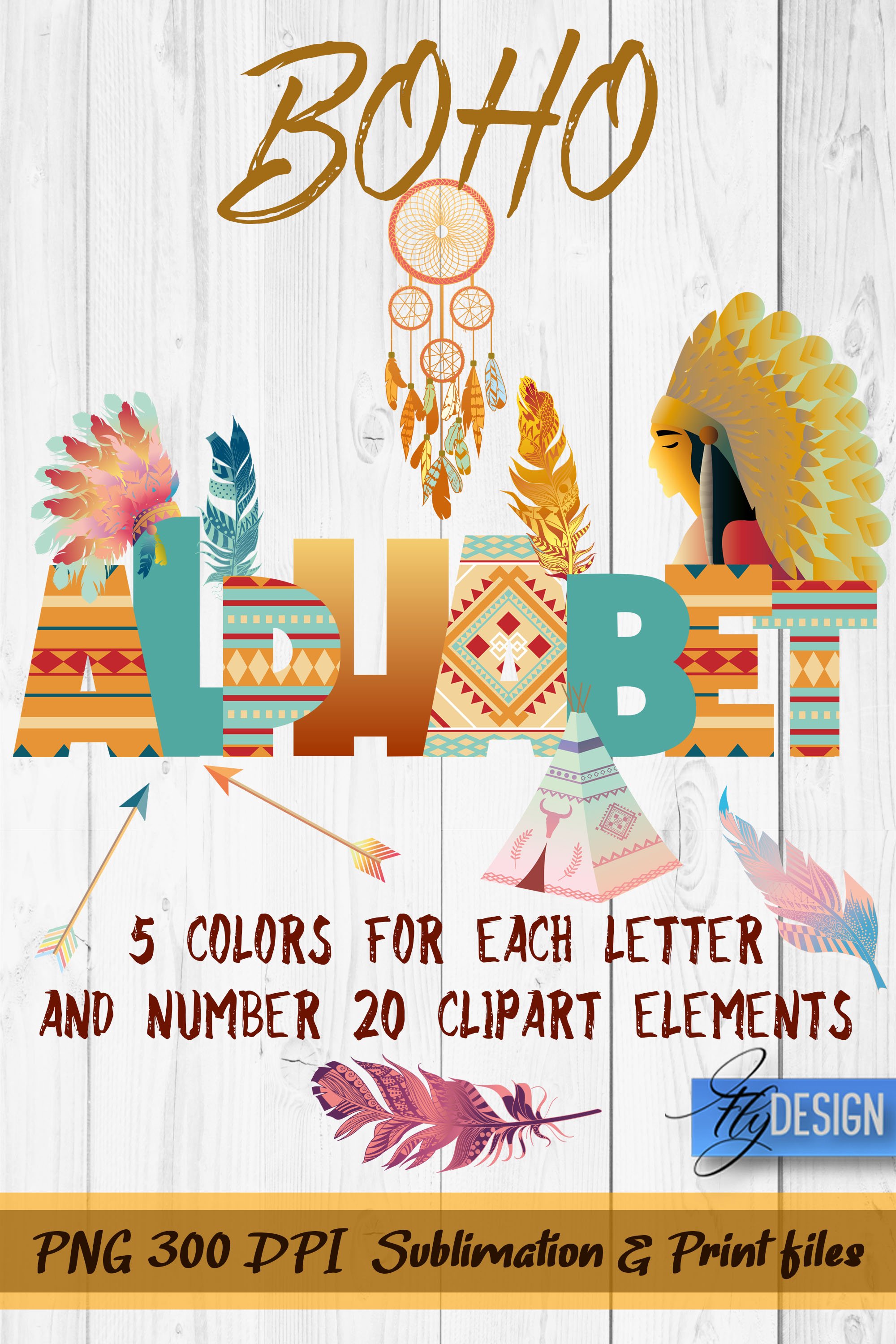 Boho Alphabet PNG | Sublimation Letters, Numbers & Cliparts