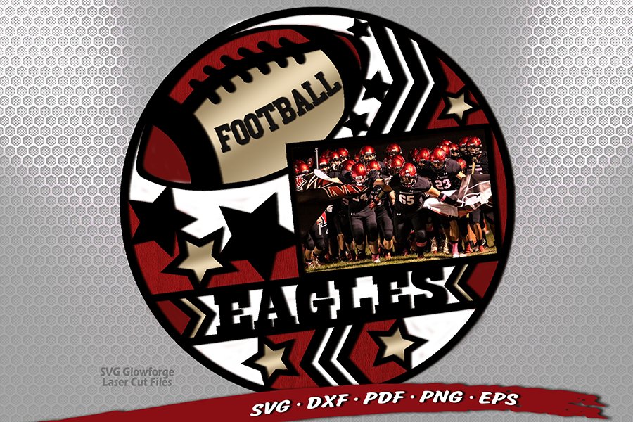 Monogram Football Round SVG Laser Files | Football Sign SVG