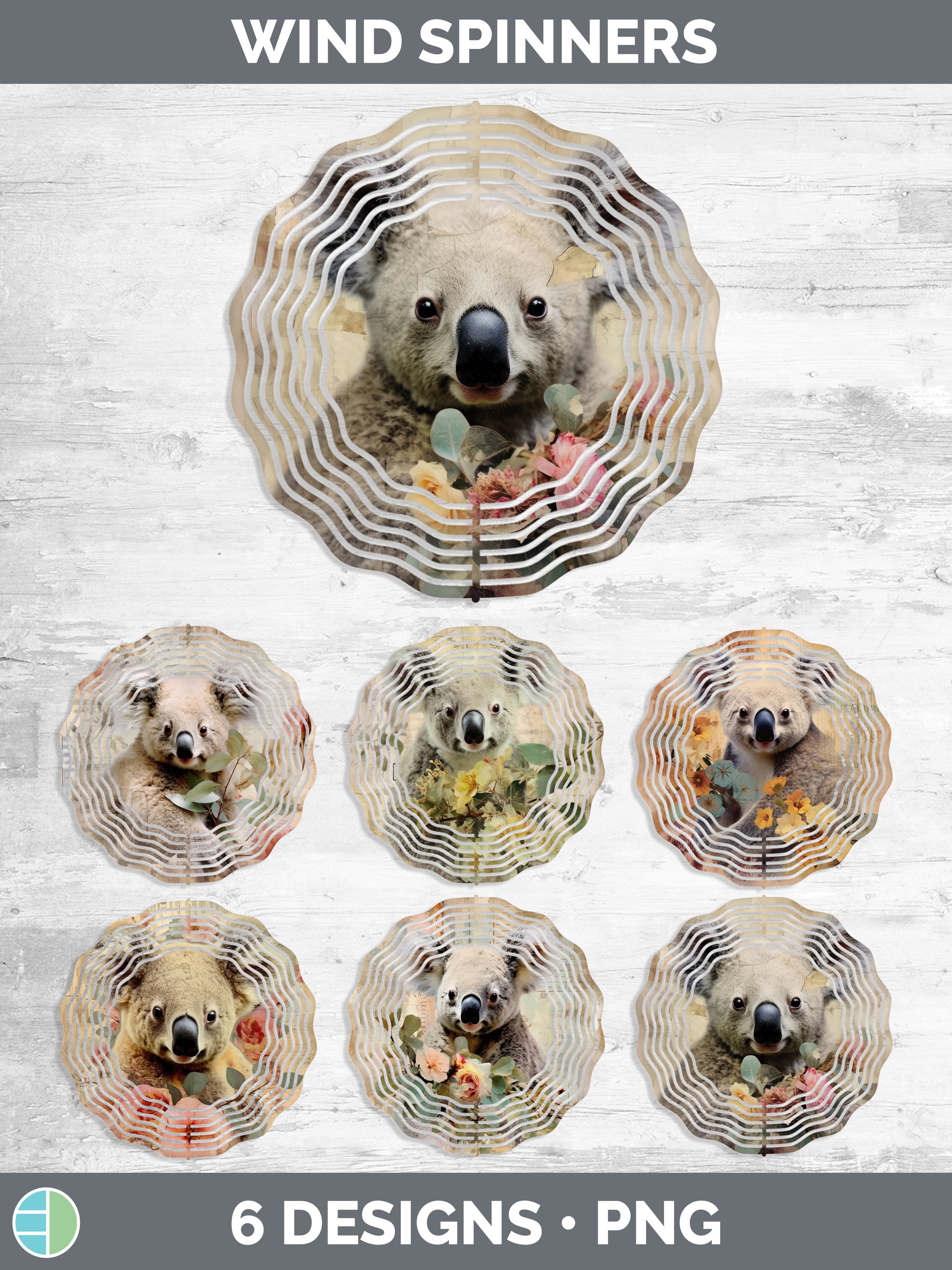 Vintage Koala Wind Spinner | Sublimation Spinner Designs Bun