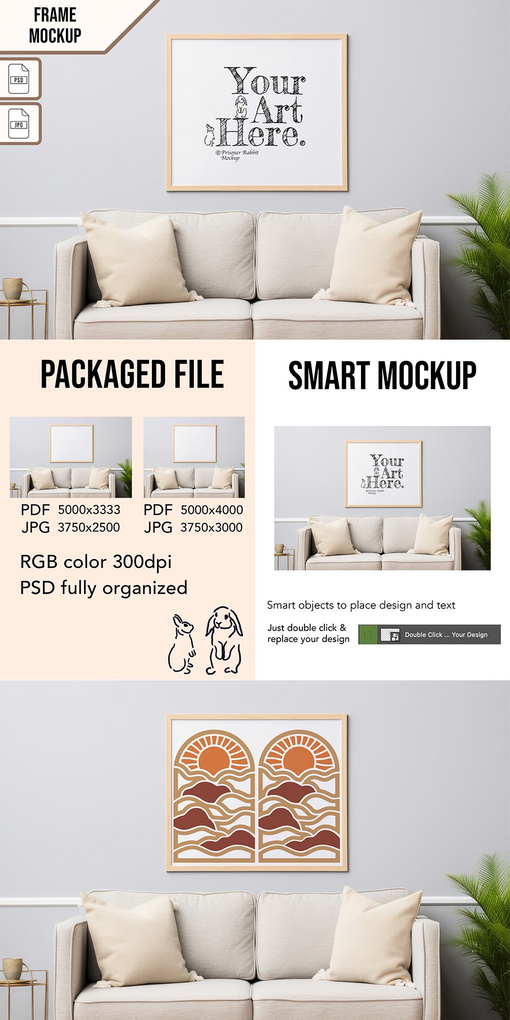 Wooden Frame Smart Mockup PSD & JPG Template (3048587)