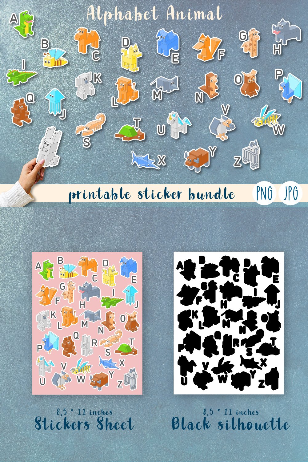 Alphabet Animal stickers PNG
