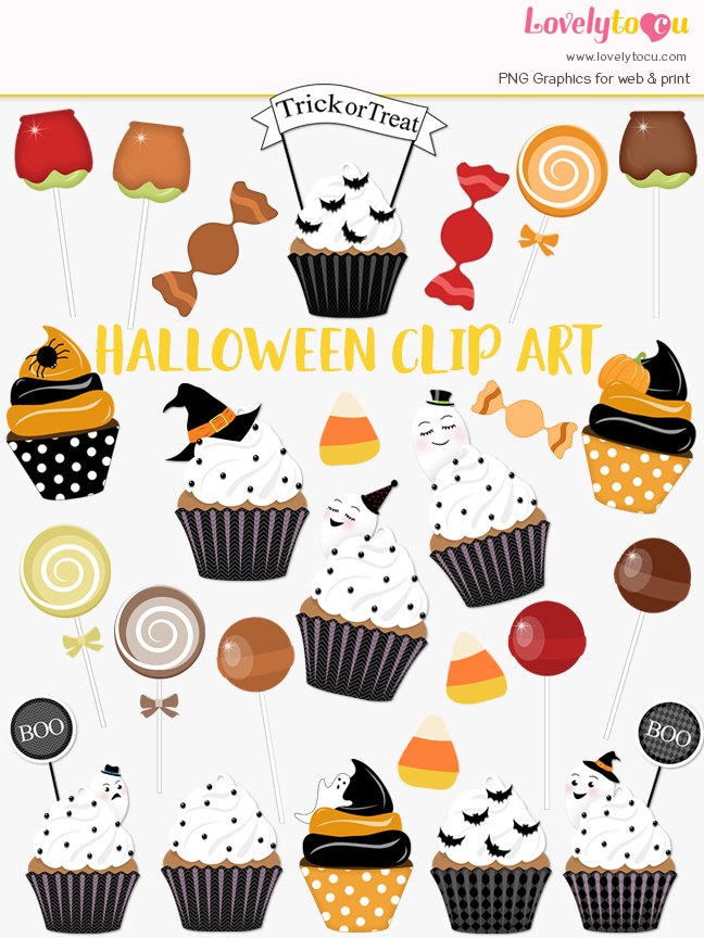 Halloween party treats clipart set