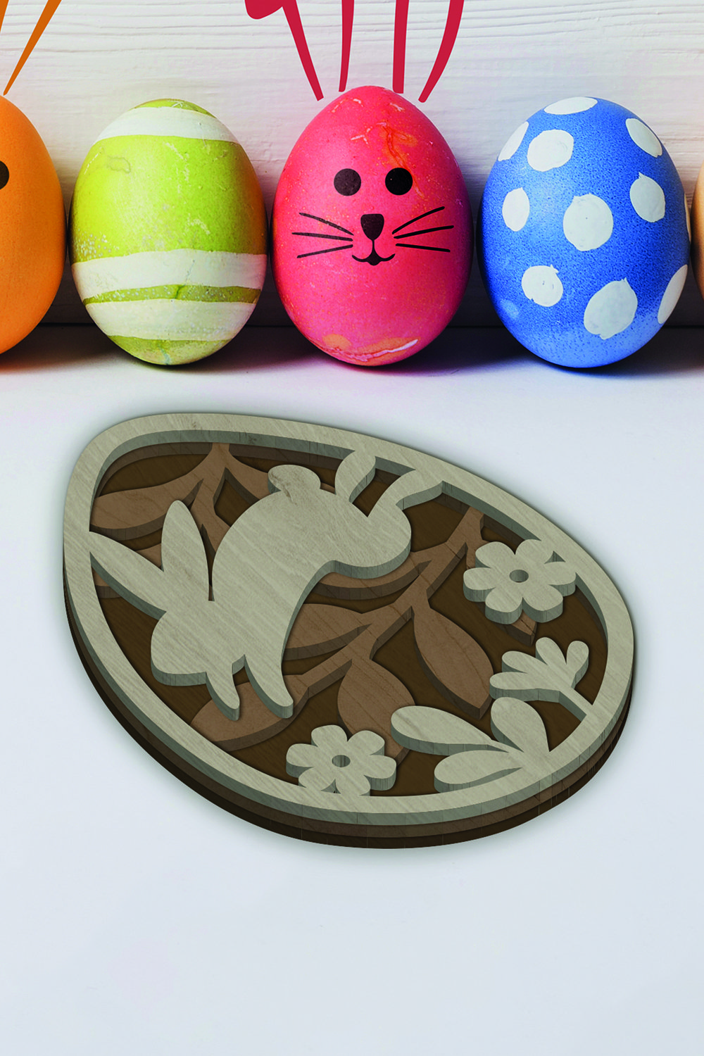 Easter Egg with Bunny, Layered Template